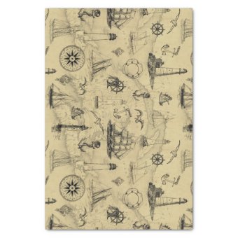 Vintage Nautical Pattern Old Map Decoupage Tissue Paper | Zazzle