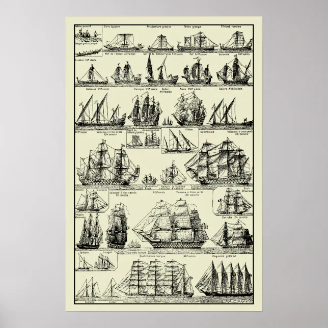 Vintage Nautical Sailing Ships Chart | Zazzle