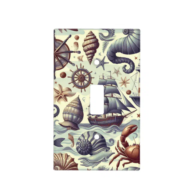 Vintage Nautical Sealife Illustration Light Switch Cover | Zazzle