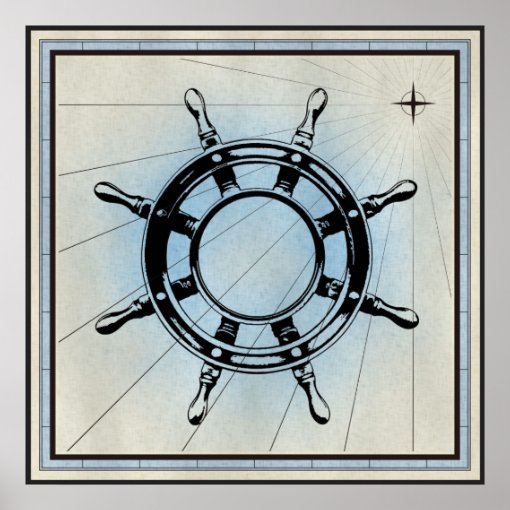 Vintage Nautical Ship's Wheel for Navigation Poster | Zazzle