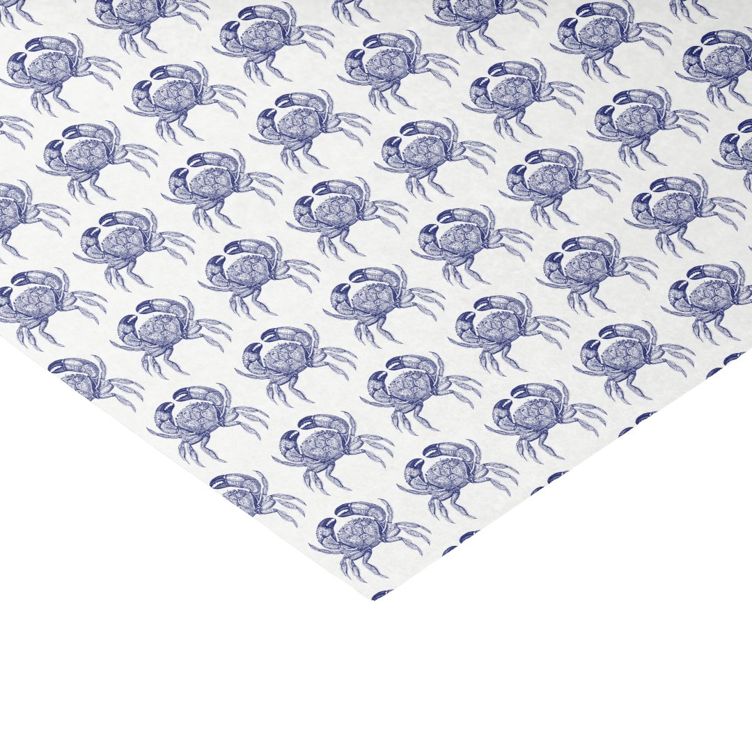 Vintage Navy Blue Crab #1 Drawing Tissue Paper | Zazzle