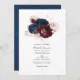 Vintage Navy & Maroon Floral QR Code RSVP Wedding Invitation | Zazzle