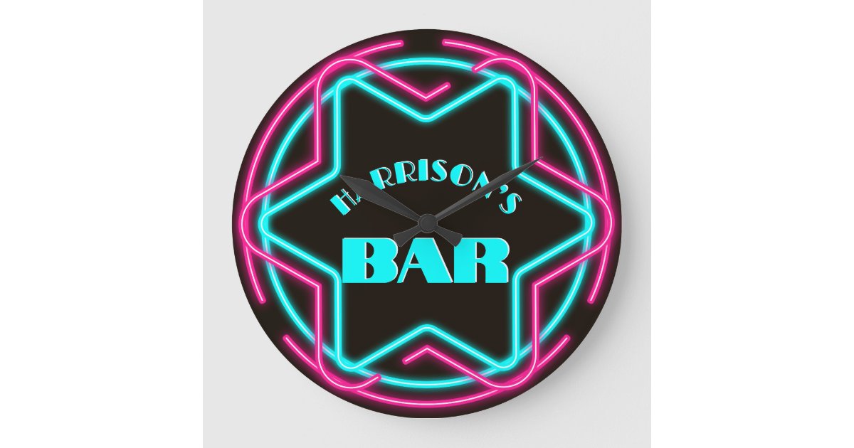 Vintage Neon Bar Wall Clock | Zazzle