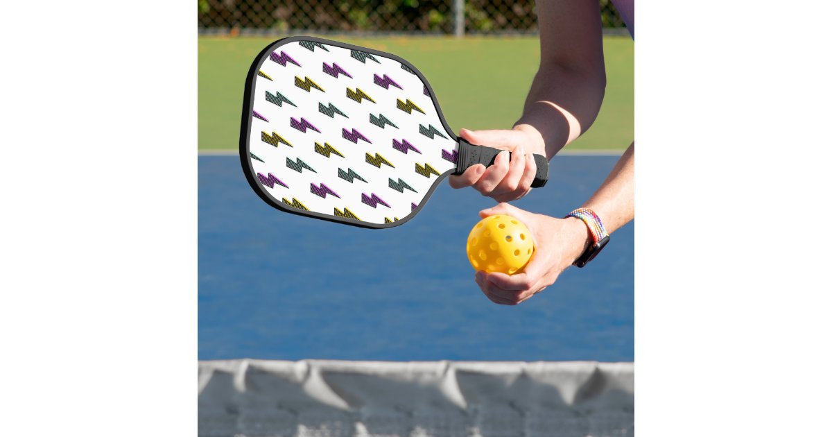 Vintage Neon Lightning Bolt Pattern Pickleball Paddle | Zazzle
