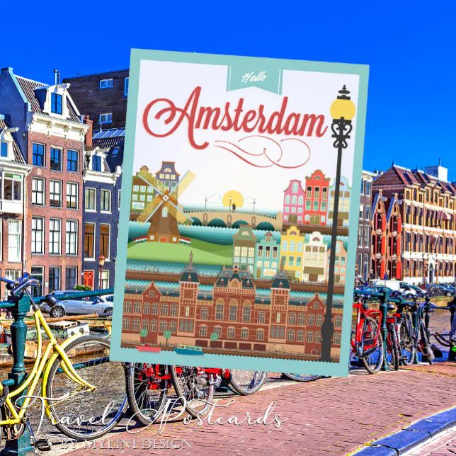 Vintage Netherland Skyline Amsterdam Postcard | Zazzle