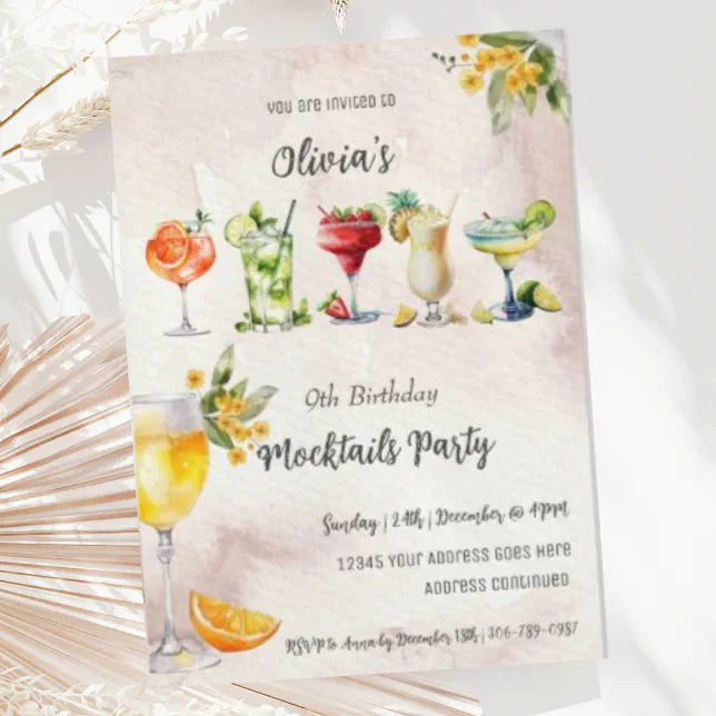 Vintage Neutral Mocktail Birthday Party Invitation | Zazzle