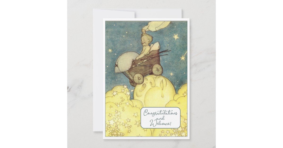 Vintage New Baby Congratulations Flat Card | Zazzle
