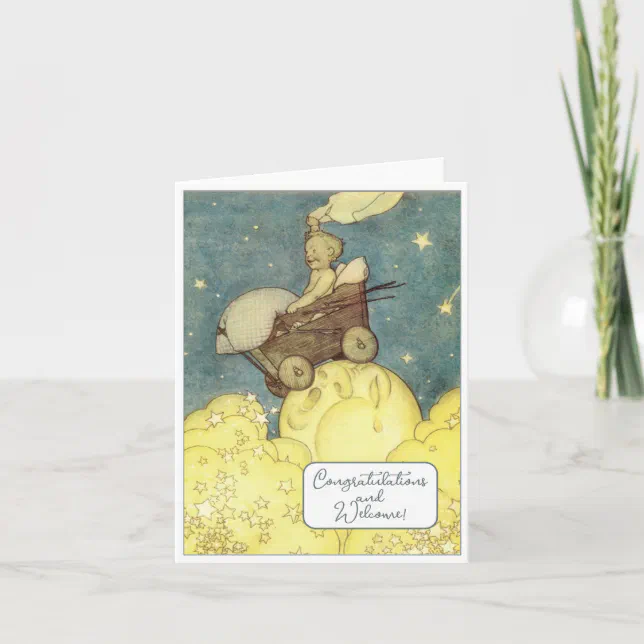 Vintage New Baby Congratulations Flat Card | Zazzle