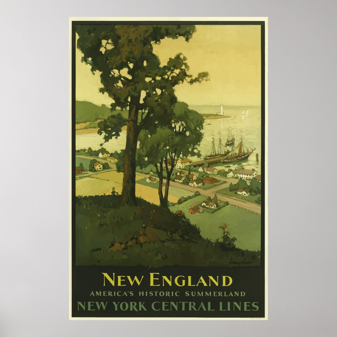 Vintage New England Railroad Travel Poster | Zazzle