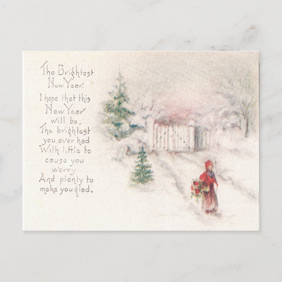 Vintage New Year Holiday Postcard | Zazzle