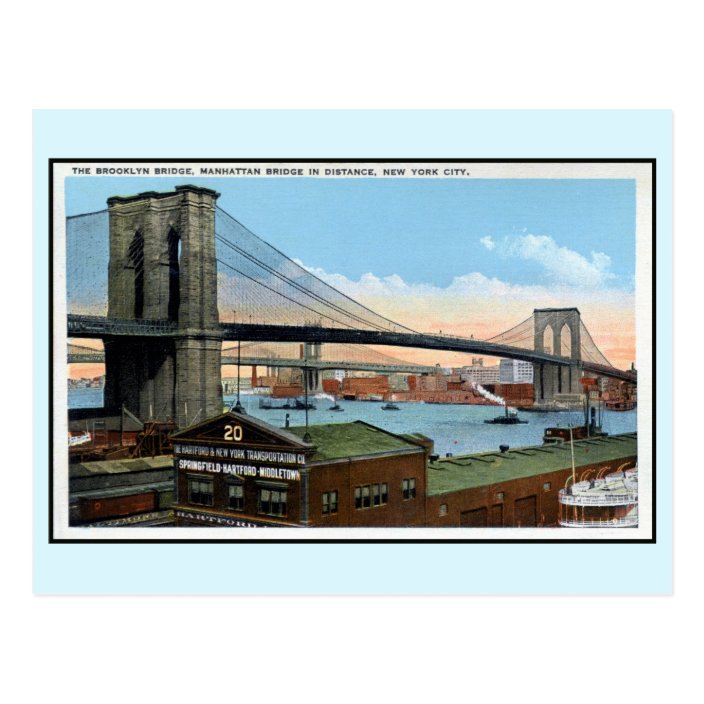 Vintage New York City Brooklyn Bridge, Manhattan Postcard | Zazzle.com