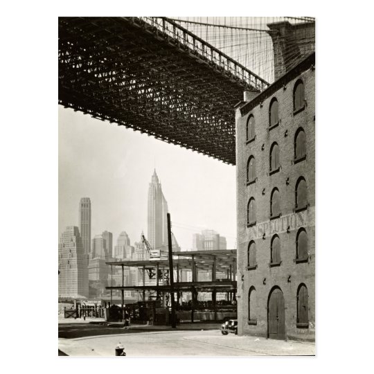 Vintage New York City Skyline Brooklyn Bridge Postcard | Zazzle.com