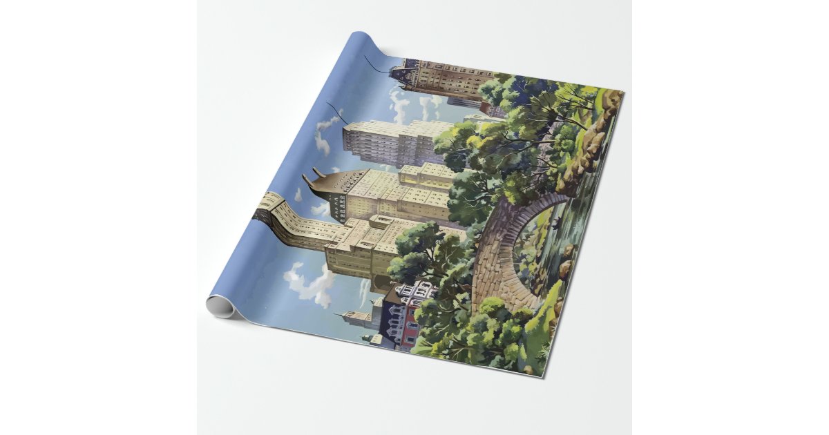 Vintage New York City Skyscrapers Air Travel Wrapping Paper | Zazzle