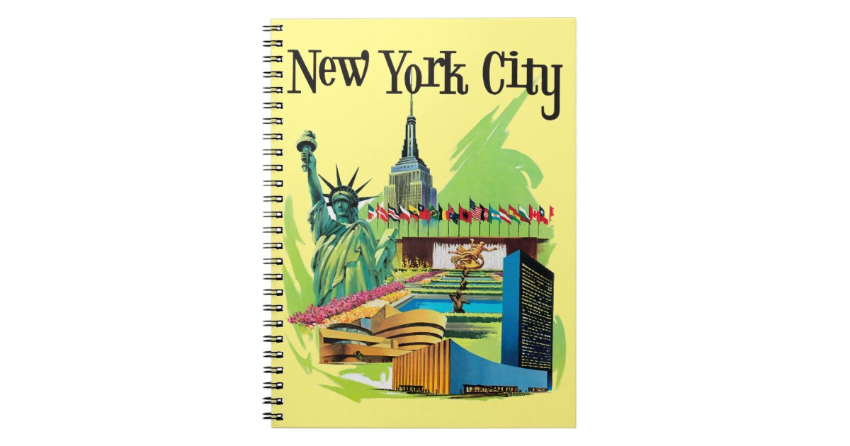 Vintage New York City statue of liberty Travel art Notebook | Zazzle
