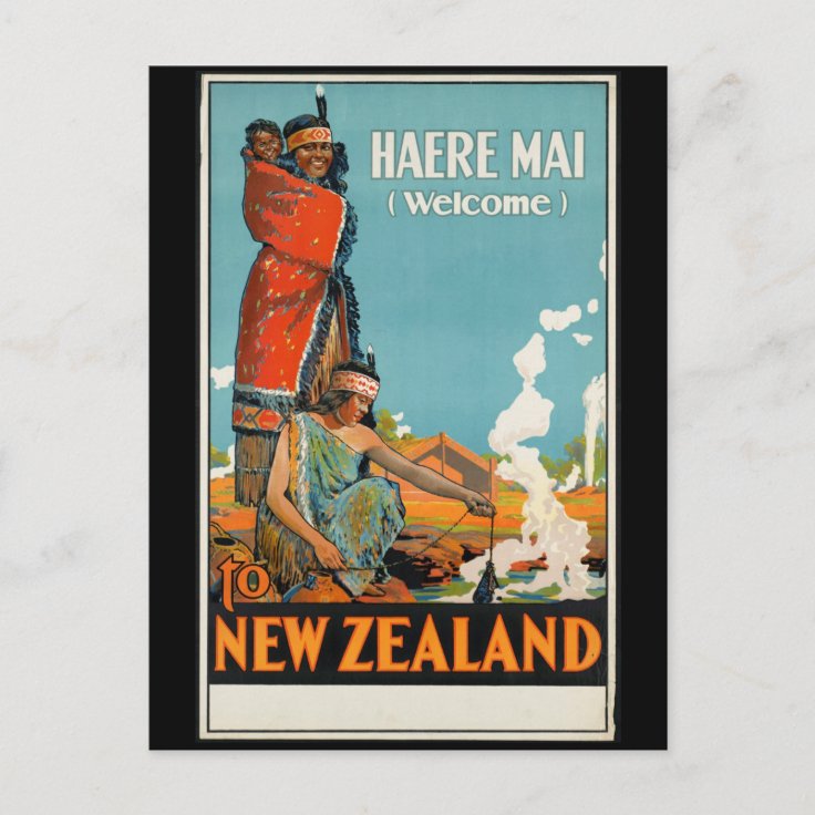 Vintage New Zealand Maori Poster Postcard | Zazzle