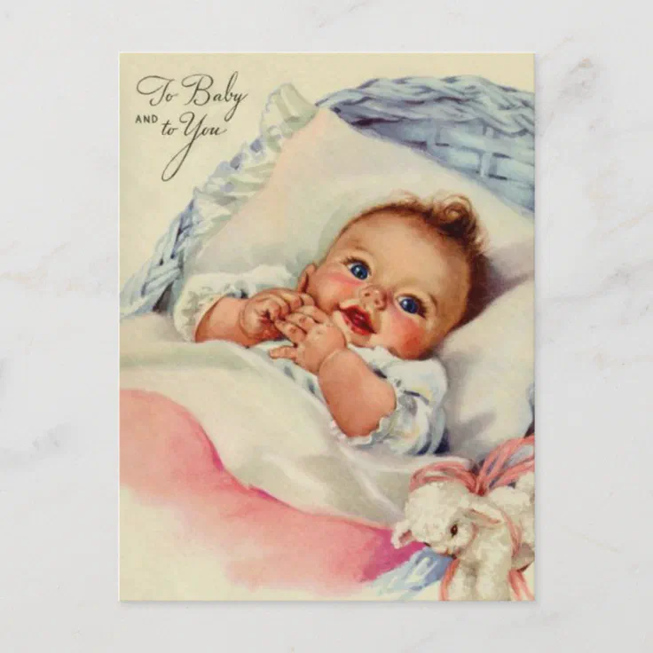 Vintage newborn baby cute postcard | Zazzle