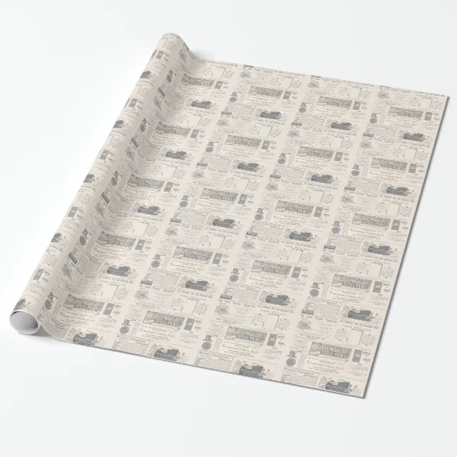 Vintage Newspaper Ad Wrapping Paper | Zazzle