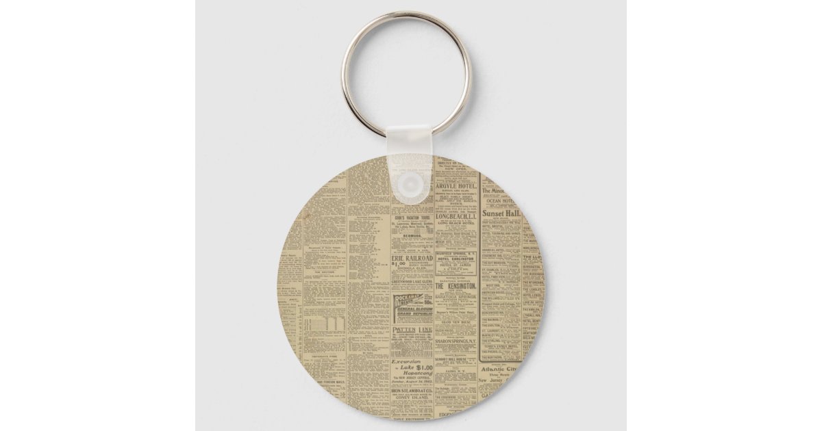 Vintage Newspaper background Keychain | Zazzle