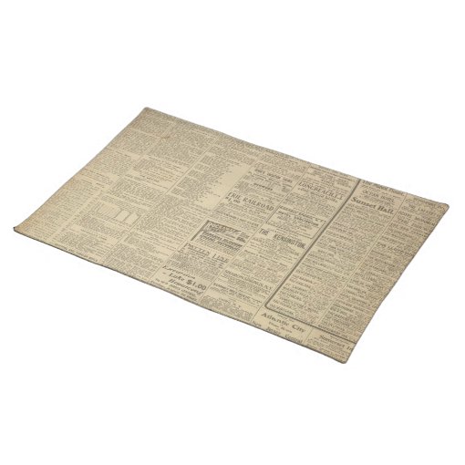 Vintage Newspaper background Placemat | Zazzle