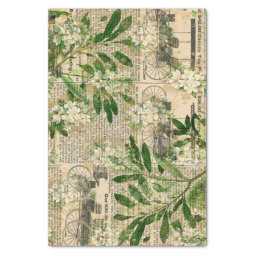 Vintage Newspaper Botanical Tissue Paper | Zazzle