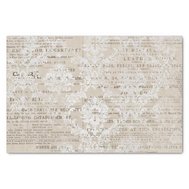 Vintage Newspaper Collage Tissue Paper | Zazzle