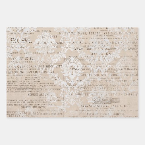 Vintage Newspaper Collage Wrapping Paper Sheets | Zazzle