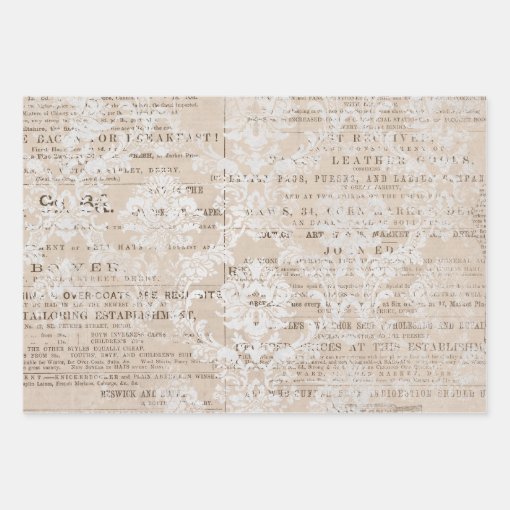 Vintage Newspaper Collage Wrapping Paper Sheets | Zazzle