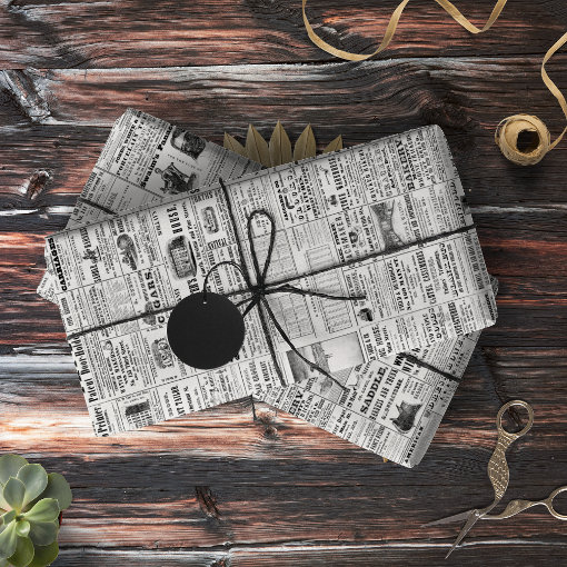 Vintage Newspaper Ephemera Decoupage Tissue Paper | Zazzle