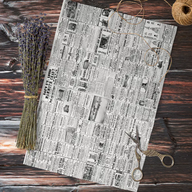 Vintage Newspaper Ephemera Decoupage Tissue Paper | Zazzle