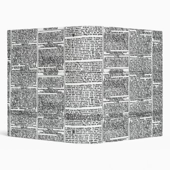 Vintage Newspaper Print 3 Ring Binder | Zazzle