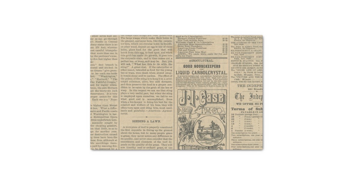 Vintage Newspaper Tissue Paper | Zazzle