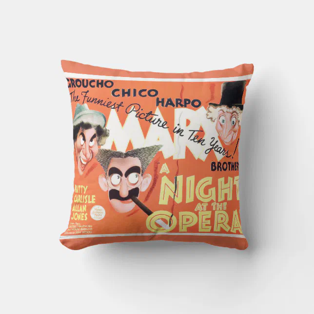 Vintage Night At The Opera Marx Brothers Pillow | Zazzle