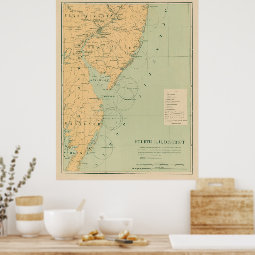 Vintage NJ, MD & Delaware Bay Lighthouse Map (1897 Poster | Zazzle