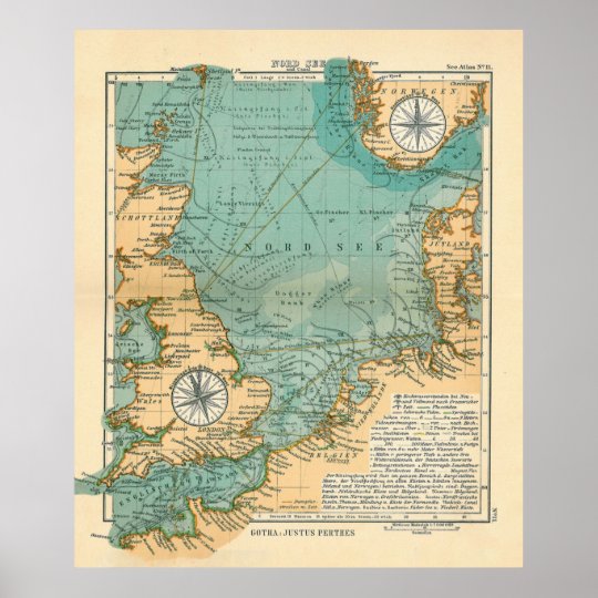Vintage North Sea Viking & Norse Routes Map (1906) Poster | Zazzle.com