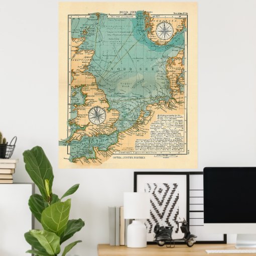Vintage North Sea Viking & Norse Routes Map (1906) Poster | Zazzle