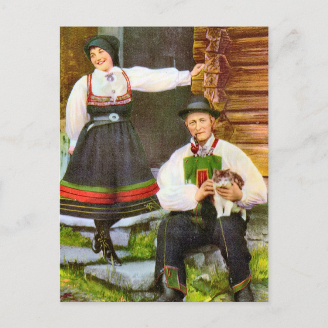 Vintage Norway, Norwegian traditional costume Postcard | Zazzle