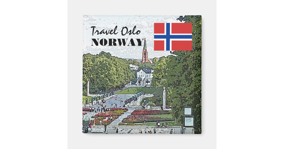 Vintage Norway Scandinavia Oslo Vigeland travel Magnet | Zazzle