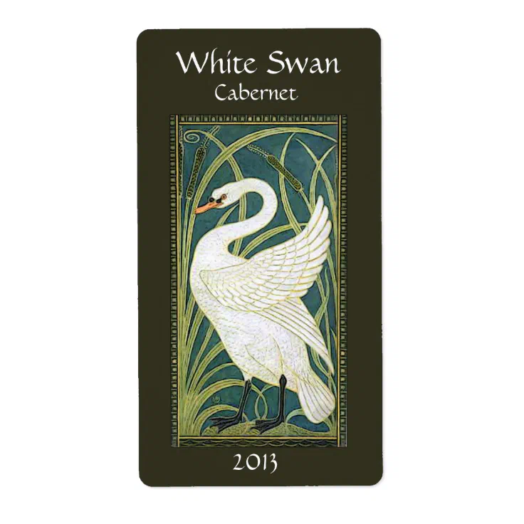 Vintage Nouveau Swan Wine Bottle Label | Zazzle