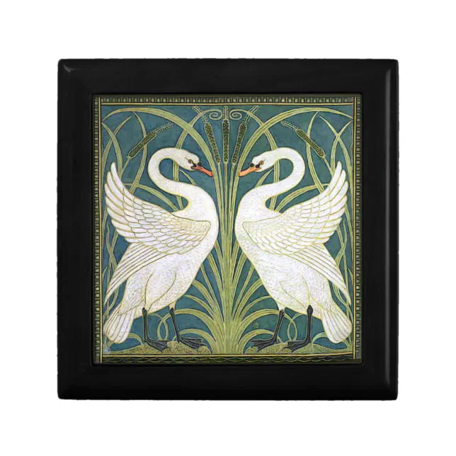 Vintage Nouveau Swans Tile Gift Box | Zazzle