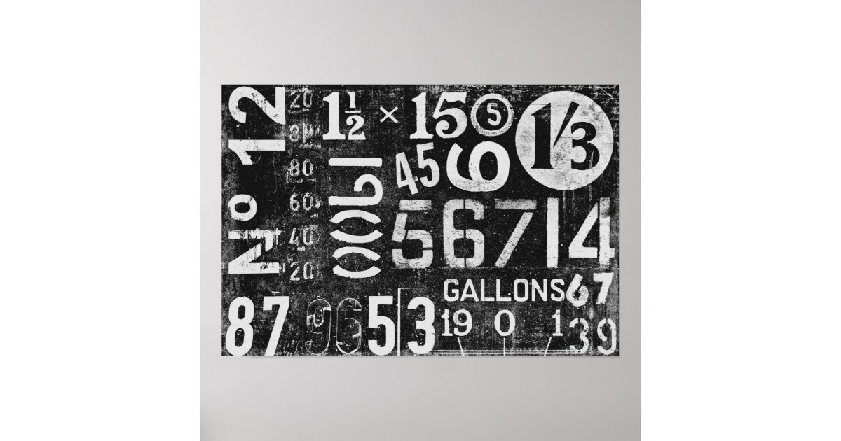 Vintage Numbers Poster for decoupage or collage | Zazzle