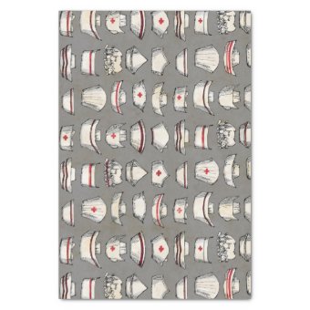 Vintage Nurse Caps Gray Pattern Tissue Paper | Zazzle