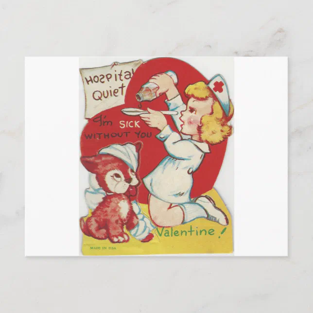 Vintage Nurse Valentine Holiday Postcard | Zazzle