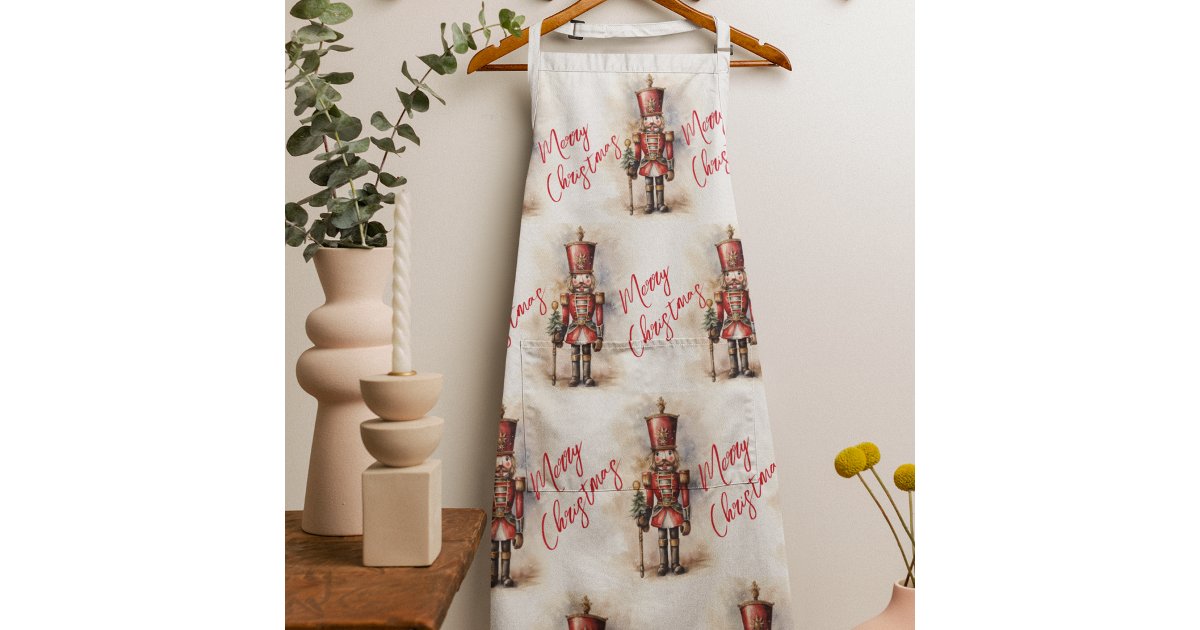 Vintage Nutcracker & Merry Christmas Apron | Zazzle