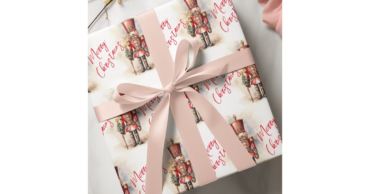 Vintage Nutcracker & Merry Christmas Wrapping Paper | Zazzle