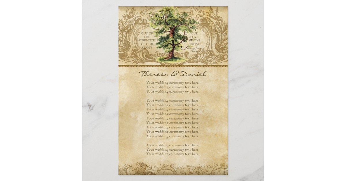 Vintage Oak Tree of Life Swirl Etchings Parchment | Zazzle
