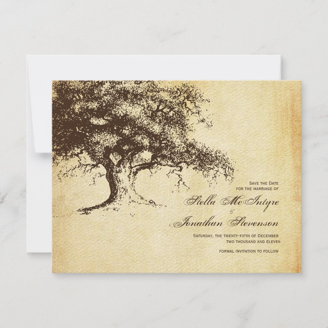 Vintage Oak Tree Save the Date Wedding | Zazzle