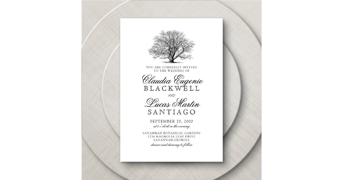 Vintage Oak Tree Southern Wedding Invitation | Zazzle