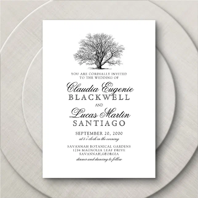 Vintage Oak Tree Southern Wedding Invitation | Zazzle