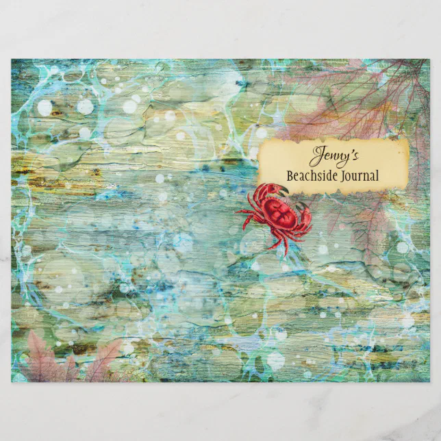 Vintage Ocean Crab COVER Journal Page | Zazzle