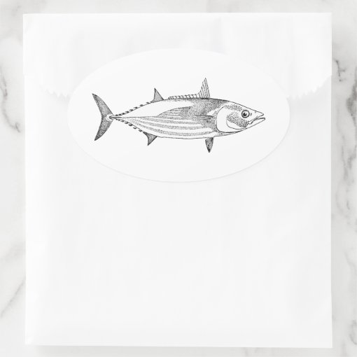 Vintage Ocean Fish Art - Skipjack Tuna Oval Sticker | Zazzle Vintage Ocean Fish Art - Skipjack Tuna Oval Sticker | Zazzle